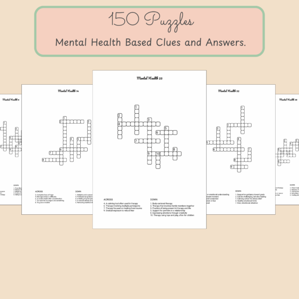 Mental Health Crossword Puzzle Book PDF | 150 Printable Puzzles ...