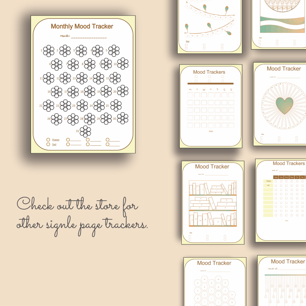 Printable Monthly Mood Tracker – Daisy Theme – Letter Size PDF | PlannerAP